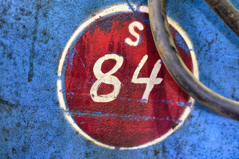 The painted number 84 stock image. Image of outdoors - 250376349