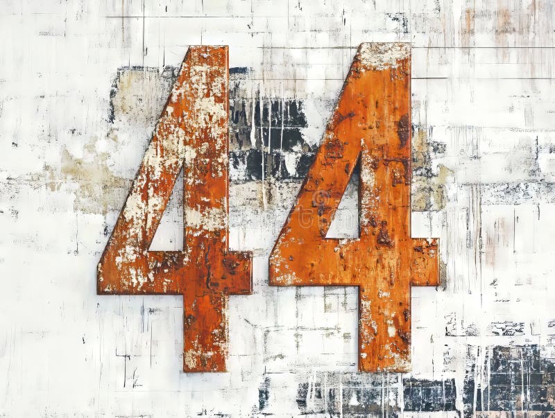 A Number 44 Painted on a White Wall Stock Photo - Image of letter ...