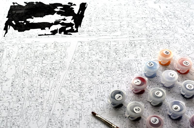 Number Painting Color Set and Canvas are Ready To Use Stock Image ...
