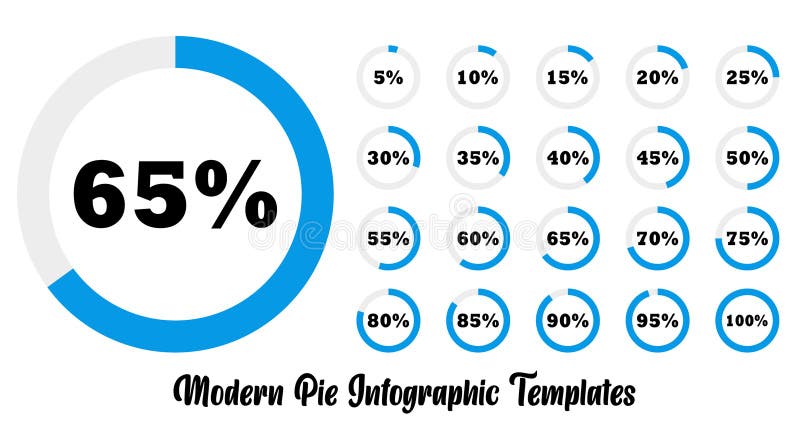 100 Number Percentage Circle Diagrams for Infographic. Stock Vector ...