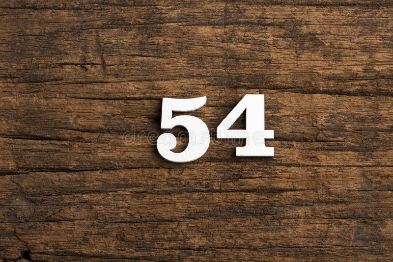Number 54 - Piece on Rustic Wood Background Stock Image - Image of ...