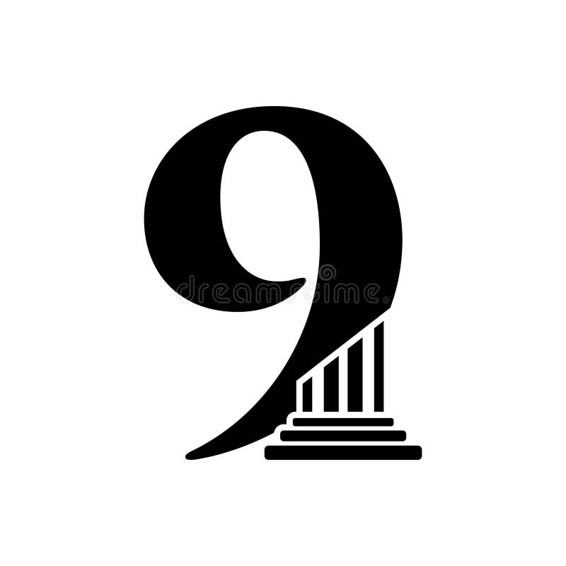 Number 9 Pillar Law Logo stock vector. Illustration of icons - 309884985