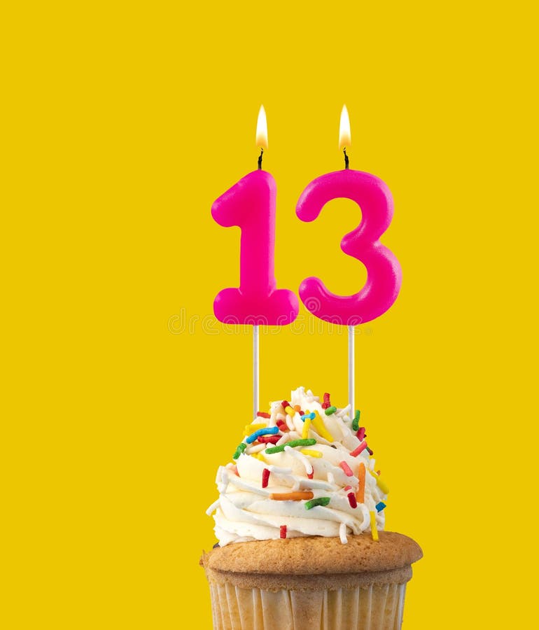 Number 13, Pink Birthday Candle - Cupcake Birthday Stock Image - Image ...