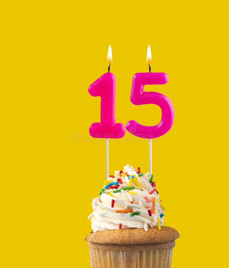Number 15, Pink Birthday Candle - Cupcake Birthday Stock Image - Image ...