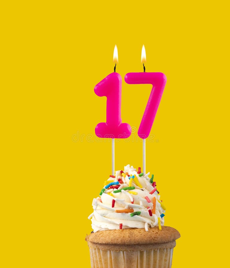 Number 17, Pink Birthday Candle - Cupcake Birthday Stock Image - Image ...