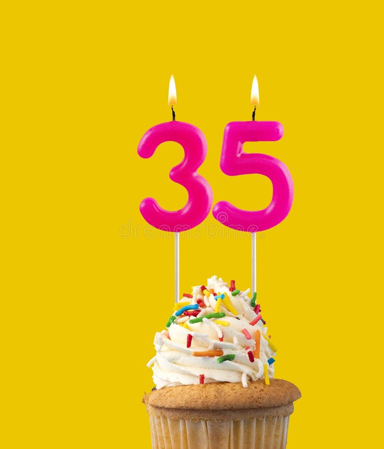 Number 35, Pink Birthday Candle - Cupcake Birthday Stock Photo - Image ...
