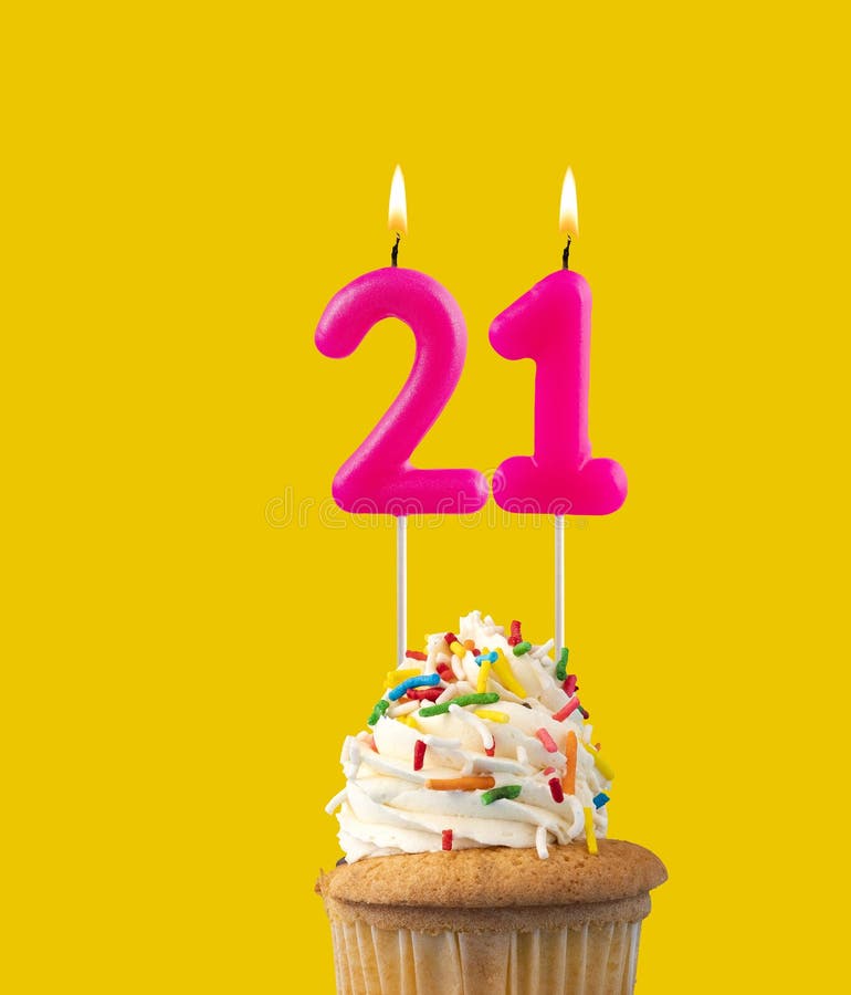Number 21, Pink Birthday Candle - Cupcake Birthday Stock Photo - Image ...