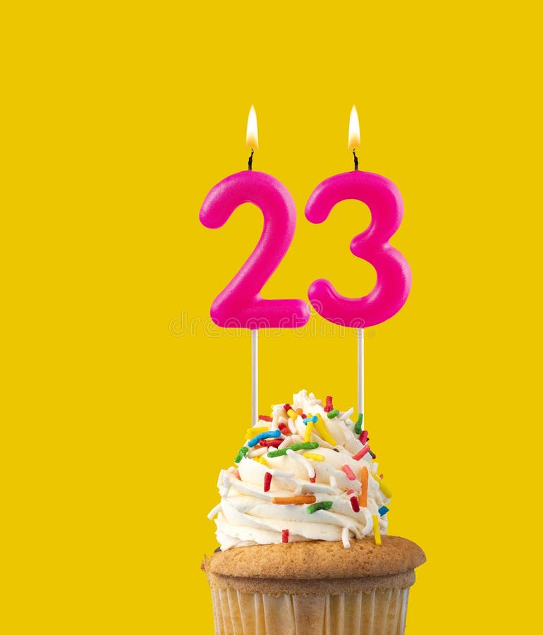 Number 23, Pink Birthday Candle - Cupcake Birthday Stock Image - Image ...