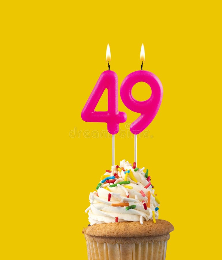 Number 49, Pink Birthday Candle - Cupcake Birthday Stock Photo - Image ...