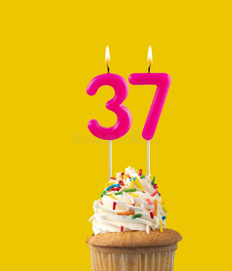 Number 37, Pink Birthday Candle - Cupcake Birthday Stock Photo - Image ...