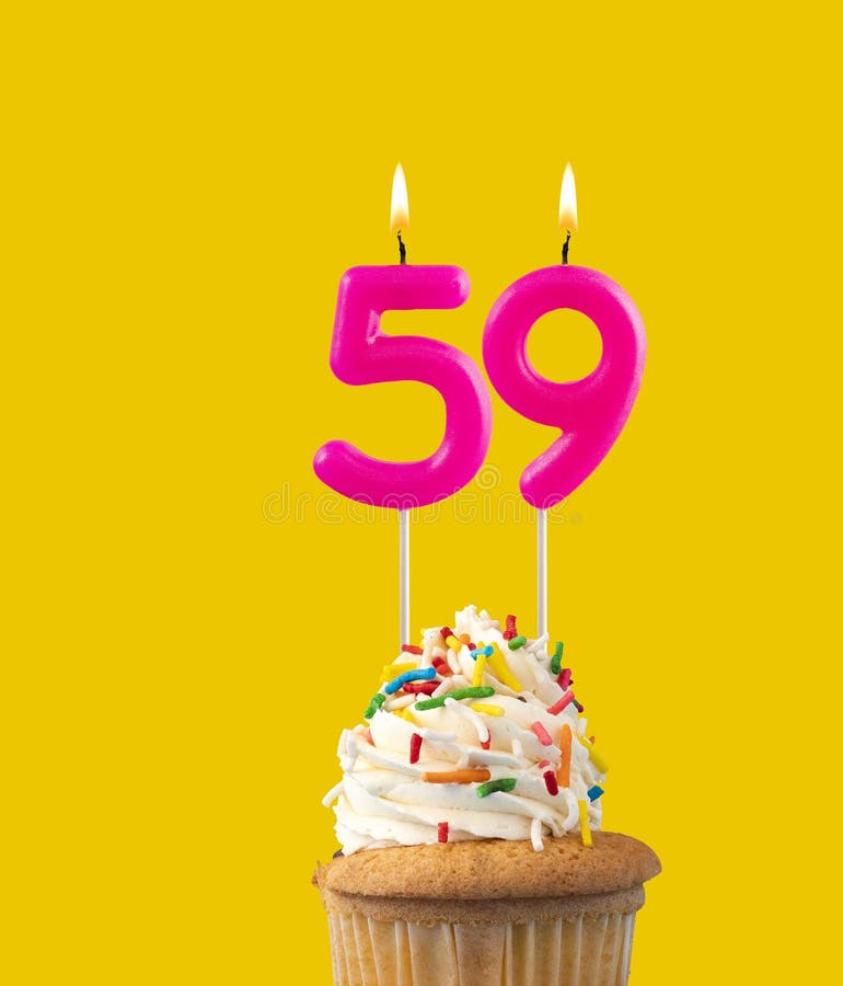 Number 59, Pink Birthday Candle - Cupcake Birthday Stock Image - Image ...