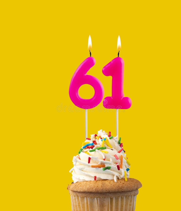 Number 61, Pink Birthday Candle - Cupcake Birthday Stock Photo - Image ...