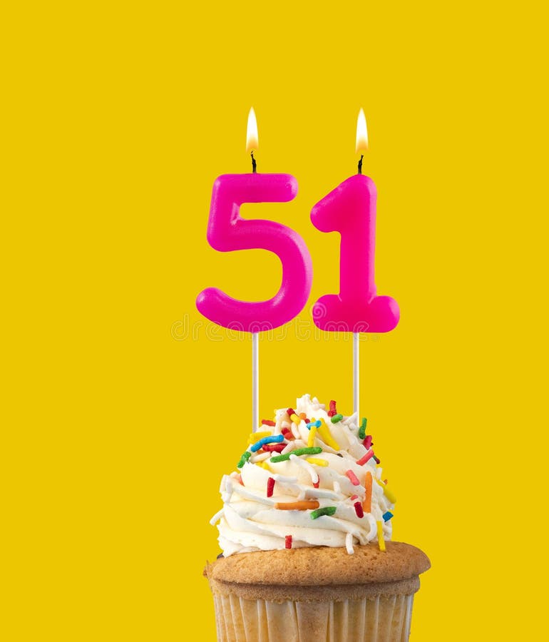 Number 51, Pink Birthday Candle - Cupcake Birthday Stock Photo - Image ...