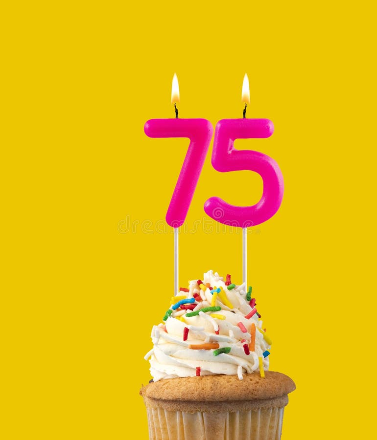Number 75, Pink Birthday Candle - Cupcake Birthday Stock Photo - Image ...