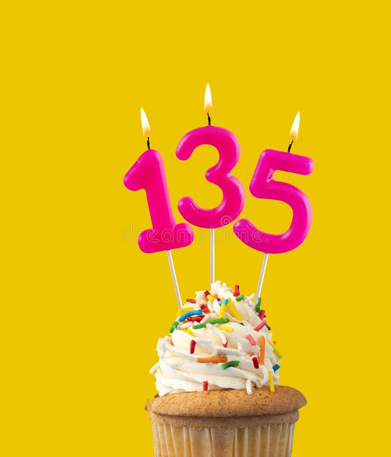 Number 135, Pink Birthday Candle - Cupcake Birthday Stock Photo - Image ...