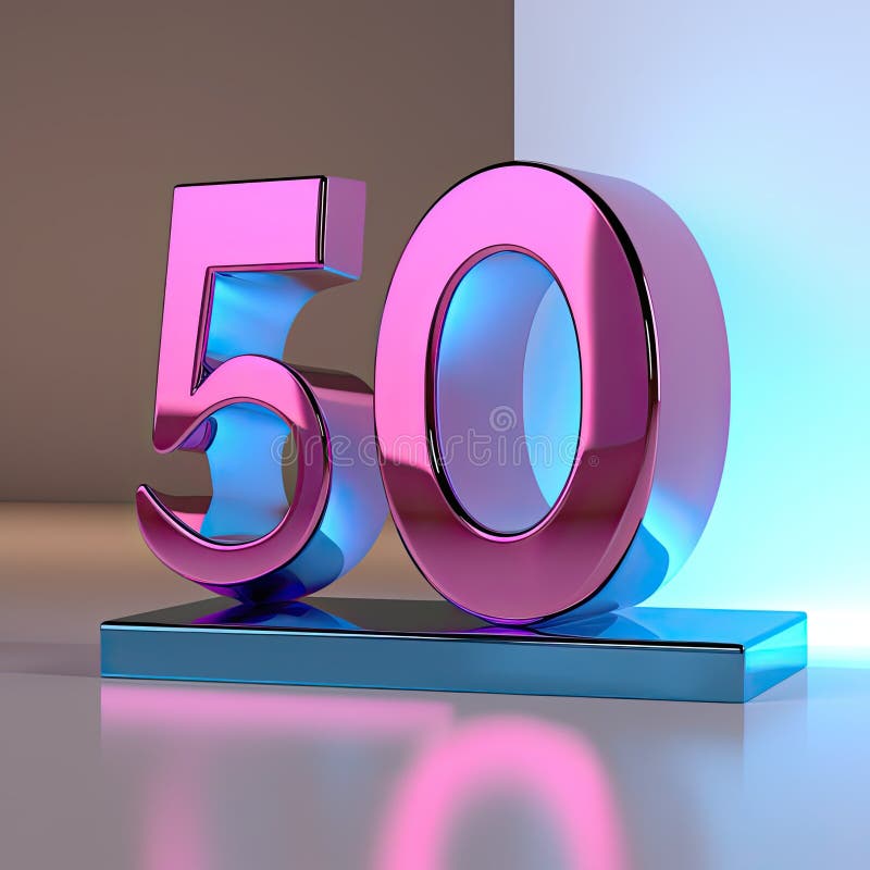 The Number 50 on a Pink and Blue Background Stock Illustration ...