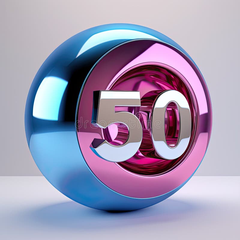 The Number 50 on a Pink and Blue Background Stock Illustration ...