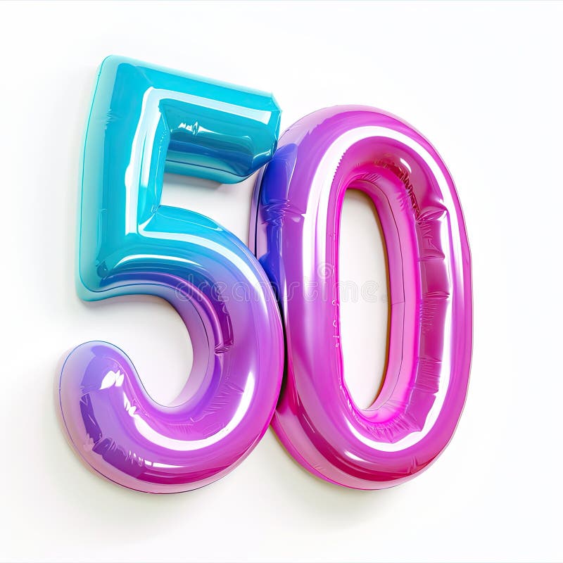 The Number 50 on a Pink and Blue Background Stock Illustration ...