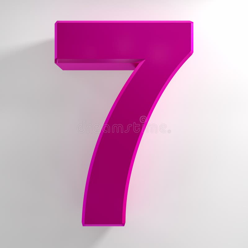 Number 7 Pink Color Collection on White Background Illustration 3D ...