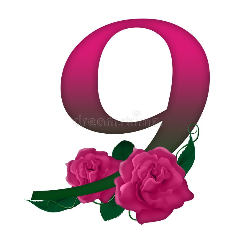 Number 9 pink floral stock image. Illustration of birthday - 78719725