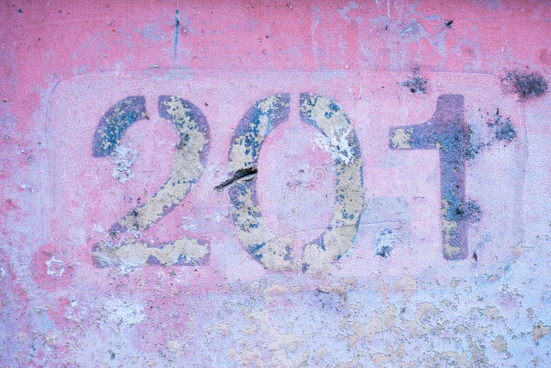 Number 2 0 1 on a Pink Wall, Two Hundred and One Stock Image - Image of ...
