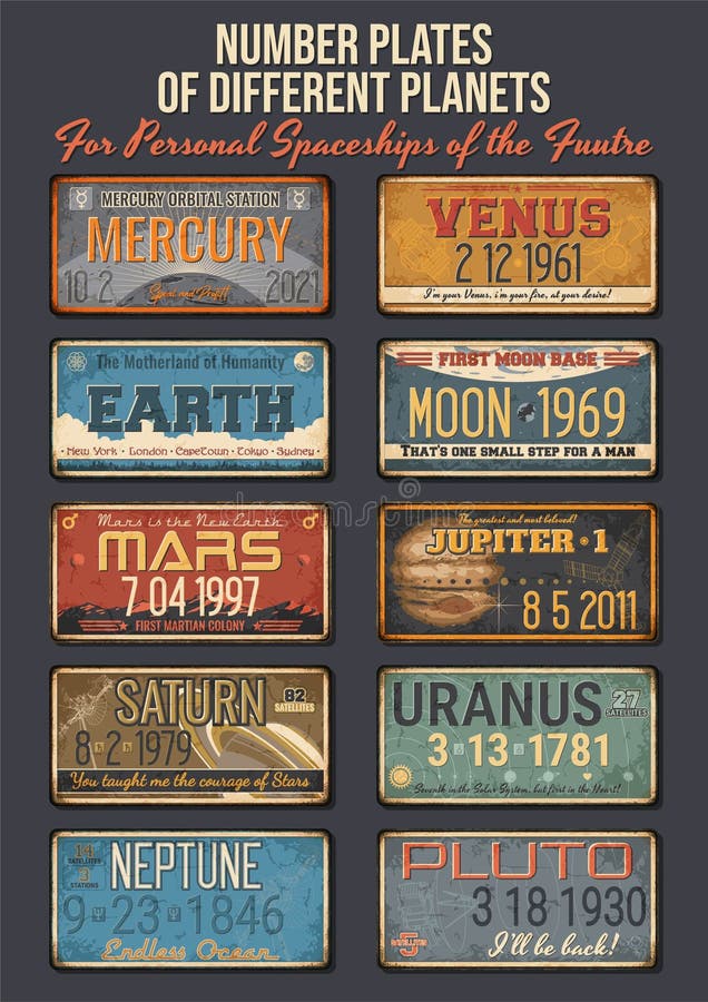 Number Plates of Different Planets Stock Vector - Illustration of ...