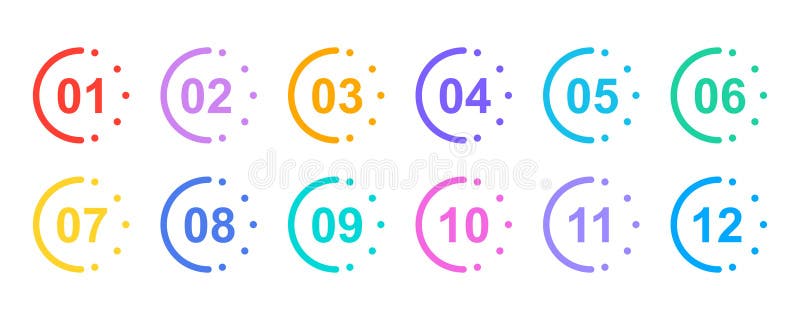 Number Pointer Vector Set. Bullet Points. Numbers Marker. from 1 To 12 ...