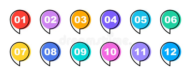 Number Pointer Vector Set. Bullet Points. Numbers Marker Stock ...
