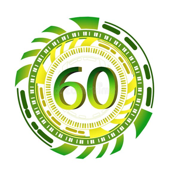 Number 60 in Power Tech Geometric Circular Frame Label Stock ...