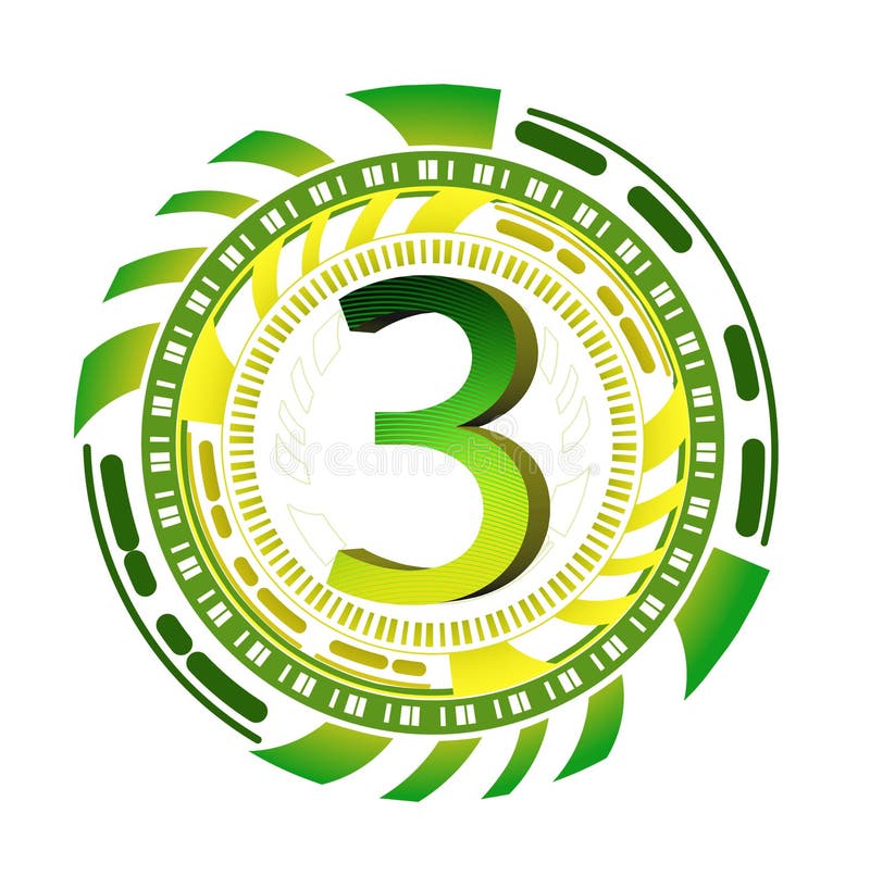 Number 3 in Power Tech Geometric Circular Frame Label Stock ...