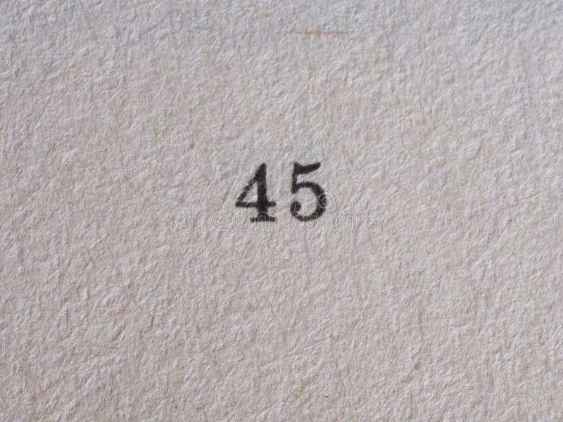 The Number 45 Printed on a Piece of Paper. Paper Texture Stock Image ...