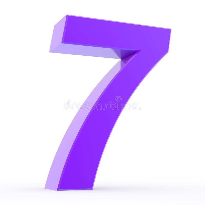 Number 7 Purple Collection on White Background Illustration 3D ...