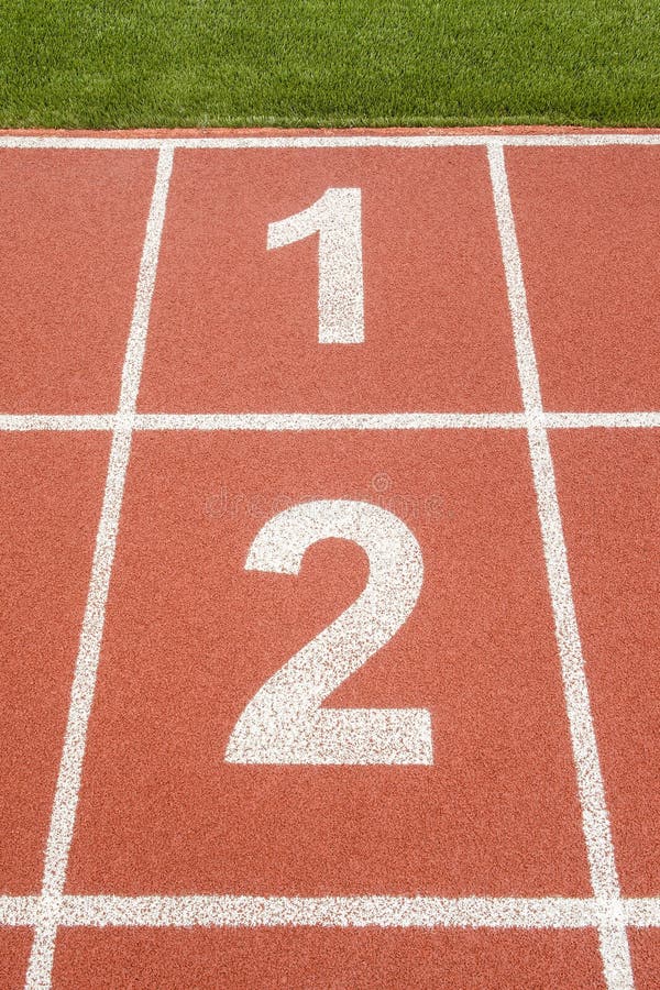 The 1 and 2 Number on Race Track in Football Stadium. Stock Photo ...