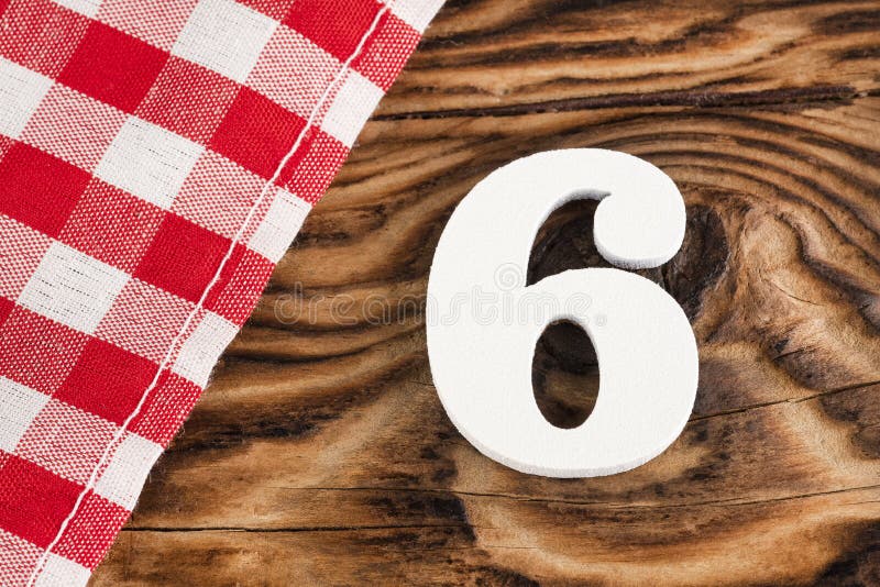Number 6 - Red Checkered Cloth Tablecloth on Rustic Wooden Background ...