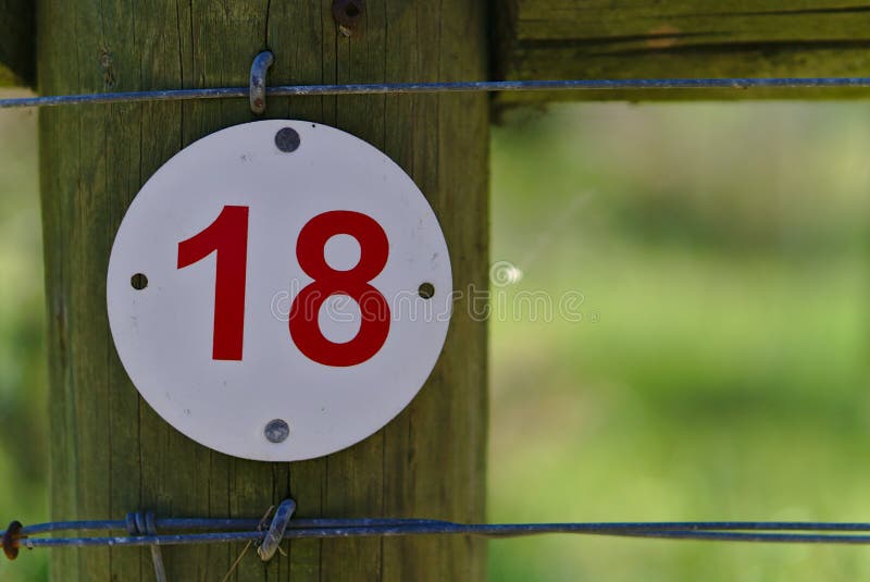 Number 18 in Red Color on Plain White Rounded Board Stock Photo - Image ...