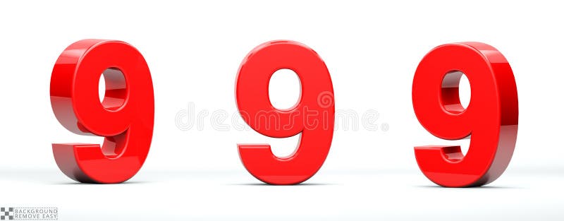 Number 1, of Red Color in 3 Positions. 3d Render Illustration at ...