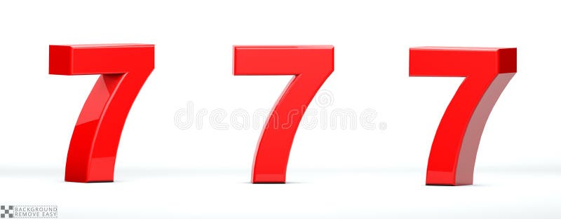 Number 7, of Red Color in 3 Positions. 3d Render Illustration at ...