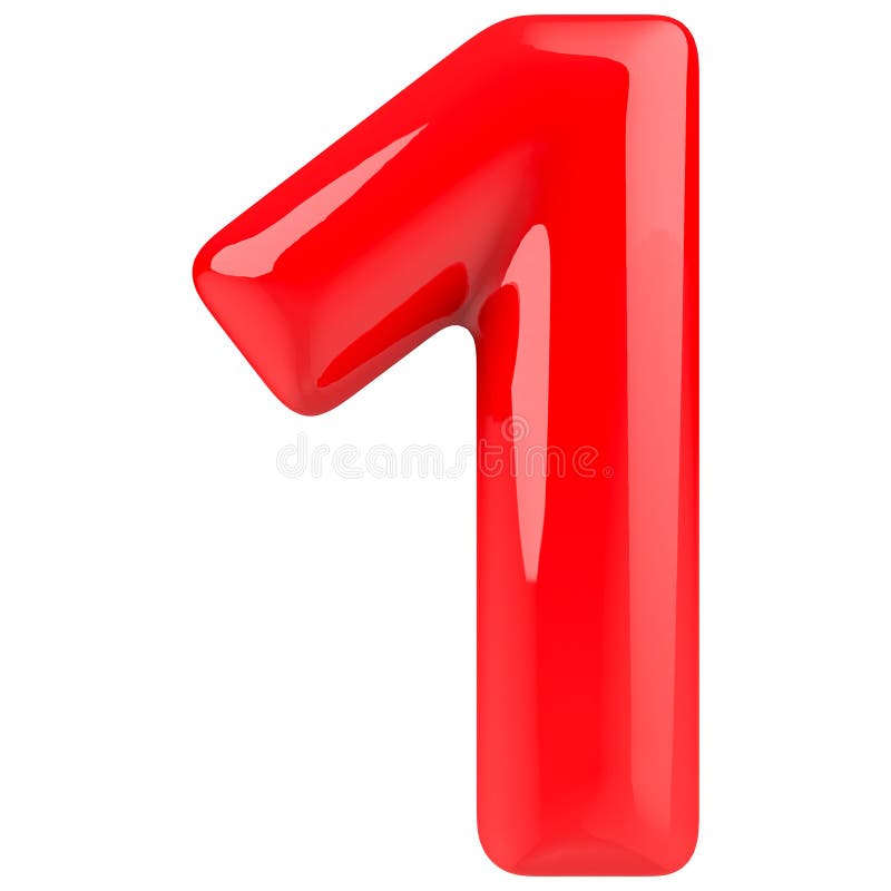 Number 1 Red 3D Render with White Background Stock Illustration ...