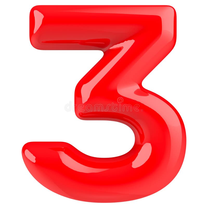 Number 3 Red 3D Render with White Background Stock Illustration ...