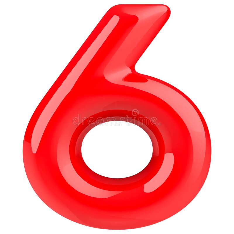 Number 6 Red 3D Render with White Background Stock Illustration ...