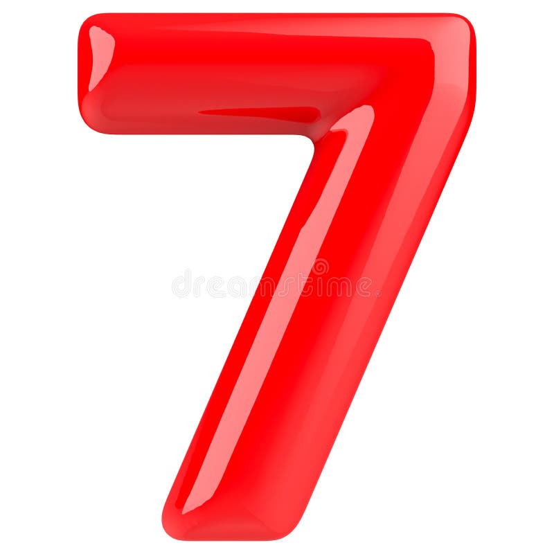 Number 7 Red 3D Render with White Background Stock Illustration ...
