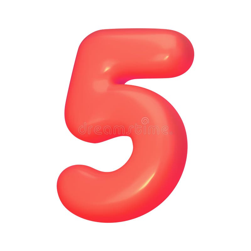 Number 5. Red Digit Five in 3d Style Stock Vector - Illustration of ...