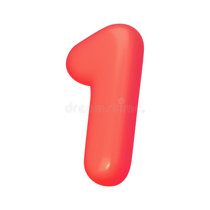 Number 1. Red Digit One in 3d Style Stock Vector - Illustration of ...