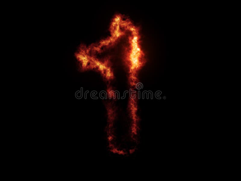 Number "1" in Red Flames on a Dark Background Stock Illustration ...