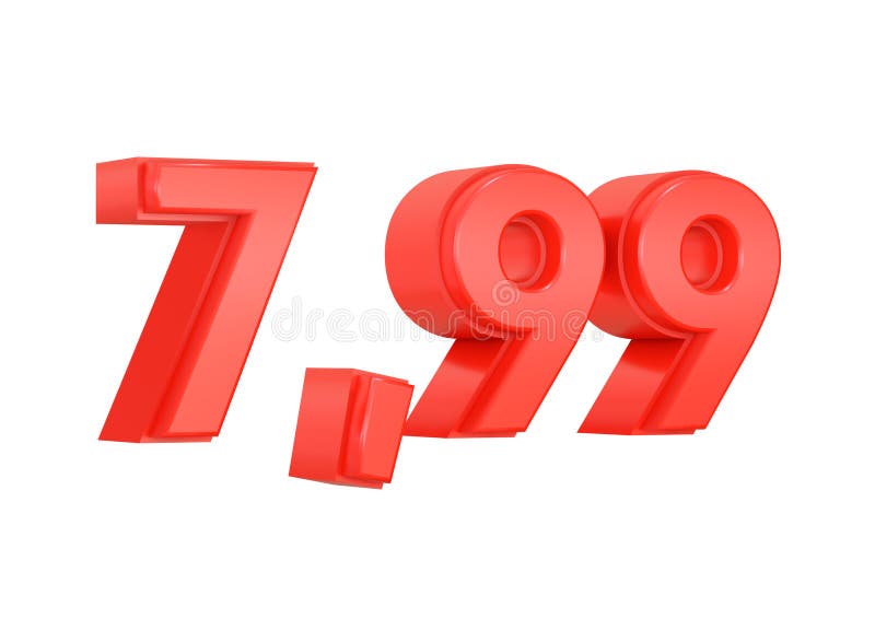 Number 9.99 Red Monetary System Price Symbol Isolated on White ...