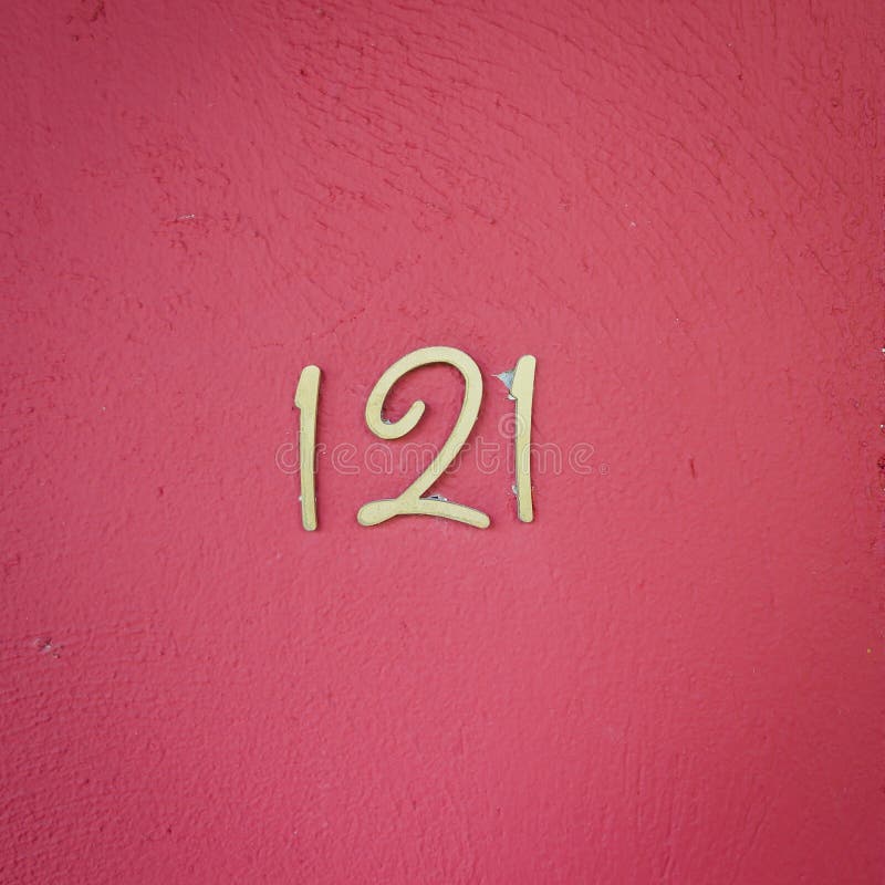 Number 121 on Red Wall Texture Stock Image - Image of building, text ...