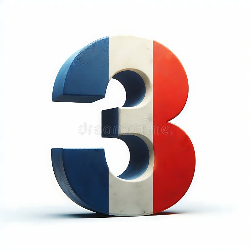 The Number 3 is in a Red, White, and Blue Color Scheme. it is a ...