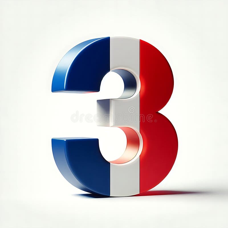The Number 3 is in a Red, White, and Blue Color Scheme. it is a ...