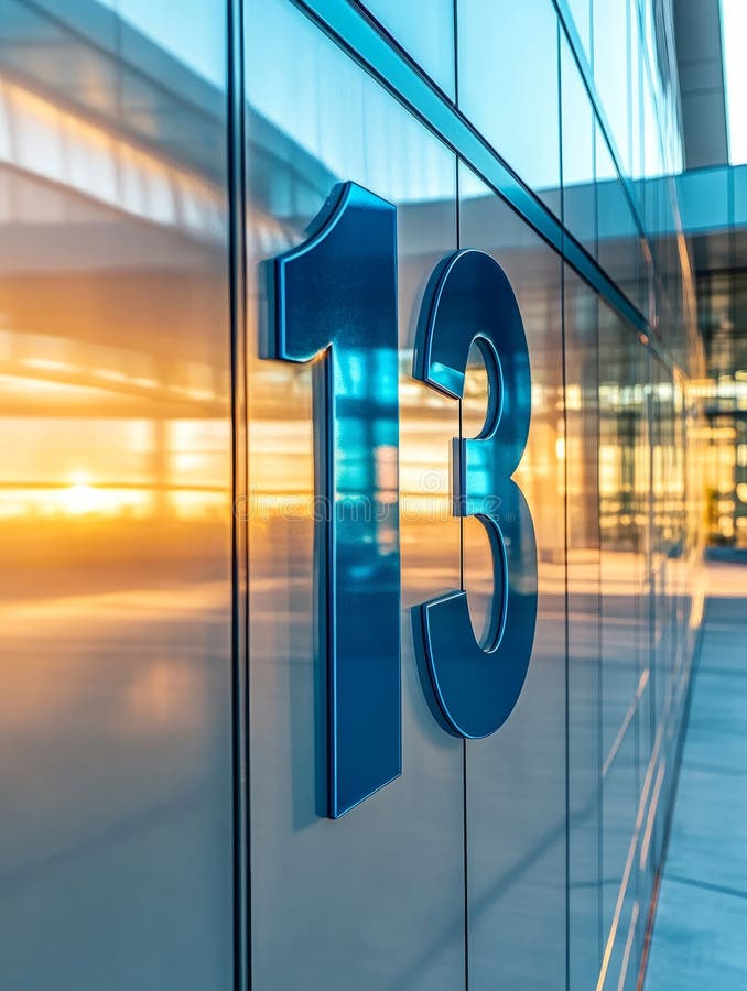 Number 13 on a Reflective Glass Building Facade. Stock Photo - Image of ...