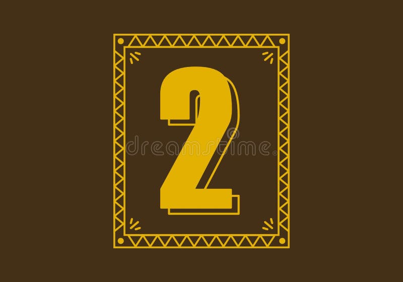 Number 2 in Retro Rectangle Frame Stock Vector - Illustration of number ...